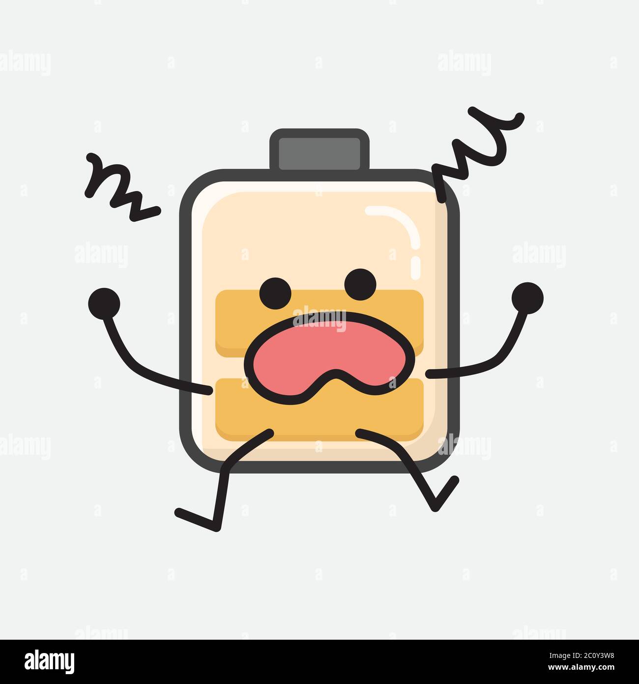 An illustration of Cute Yellow Battery Mascot Vector Character in Flat ...