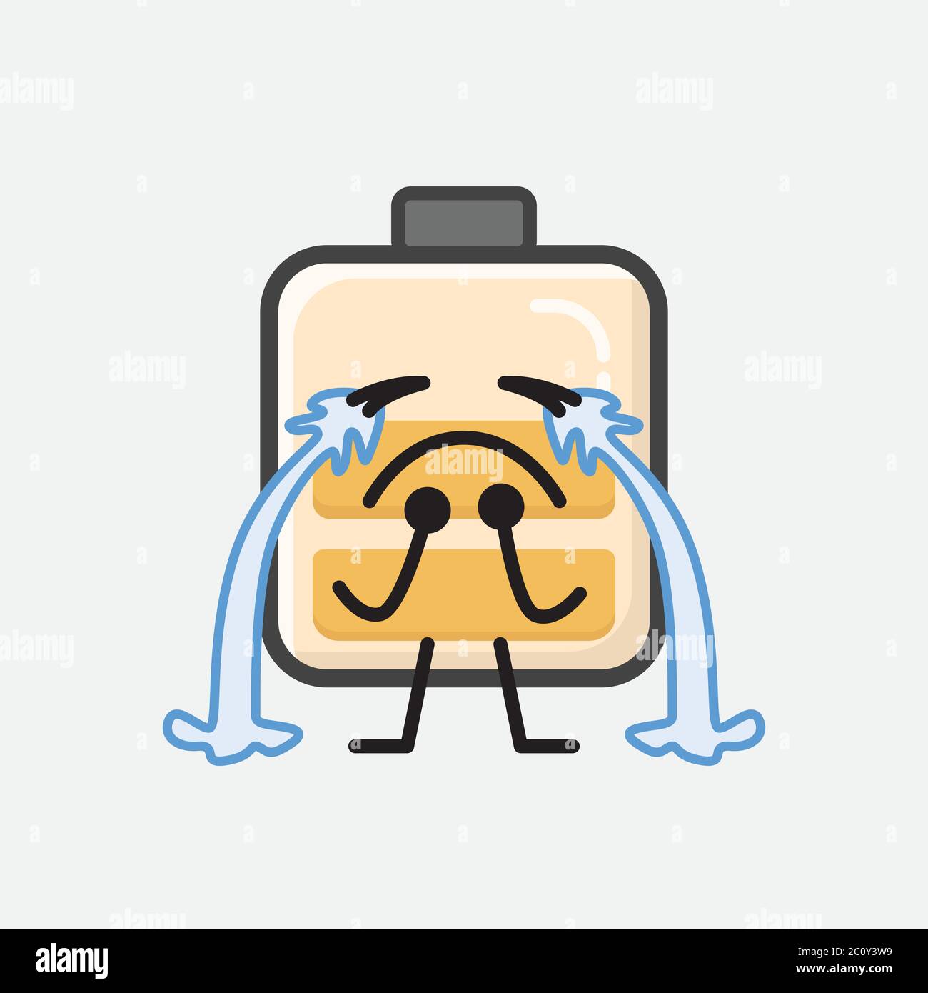 An illustration of Cute Yellow Battery Mascot Vector Character in Flat ...