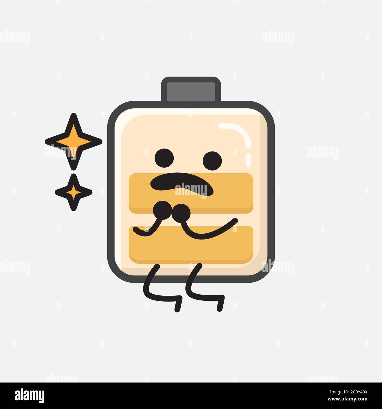 An illustration of Cute Yellow Battery Mascot Vector Character in Flat ...