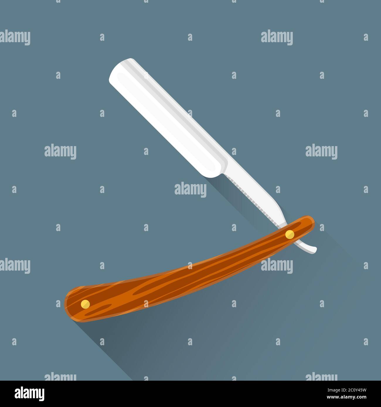 flat barber cut throat razor illustration Stock Photo - Alamy