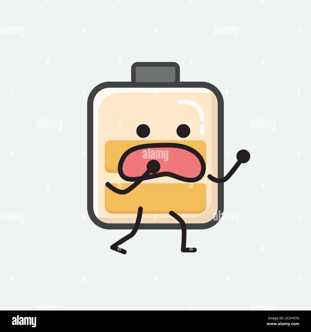 An illustration of Cute Yellow Battery Mascot Vector Character in Flat ...
