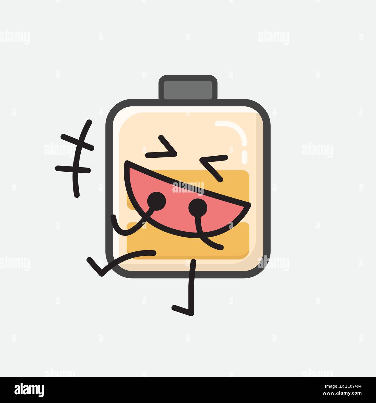 An illustration of Cute Yellow Battery Mascot Vector Character in Flat ...