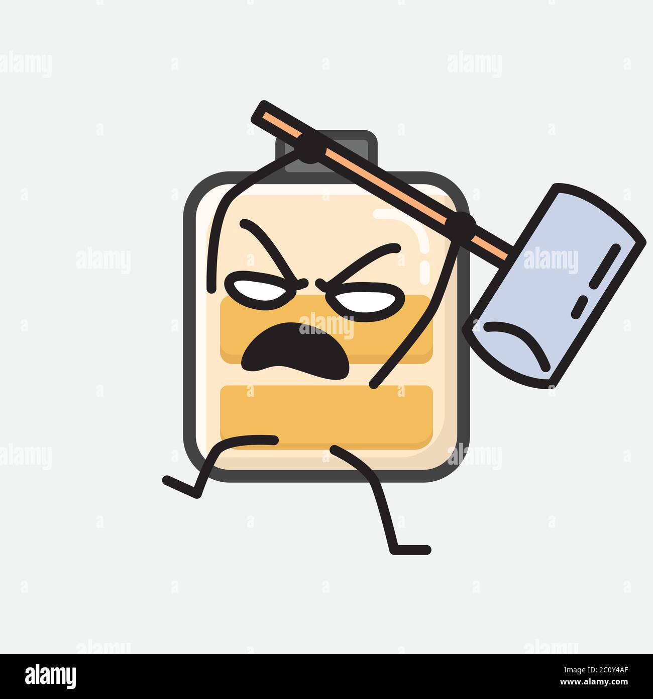 An illustration of Cute Yellow Battery Mascot Vector Character in Flat ...