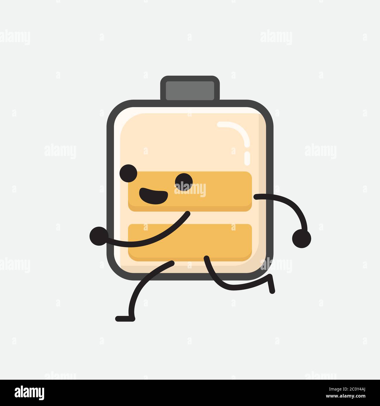 An illustration of Cute Yellow Battery Mascot Vector Character in Flat ...