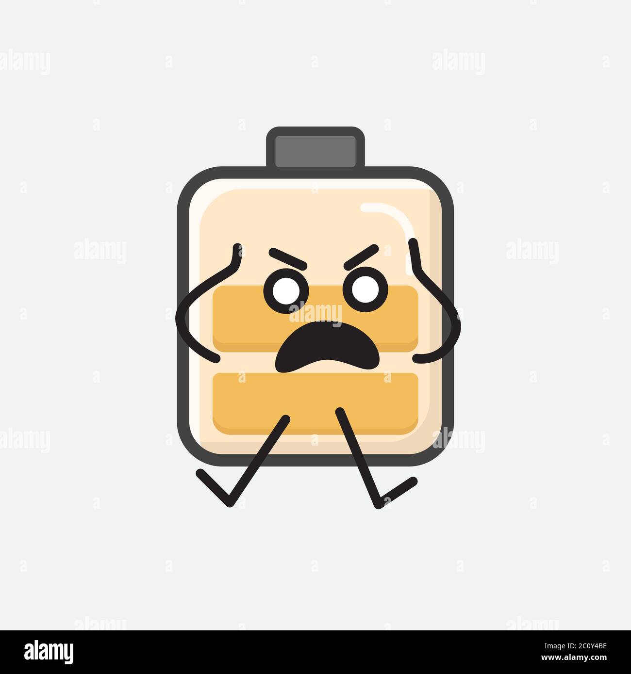 An illustration of Cute Yellow Battery Mascot Vector Character in Flat ...