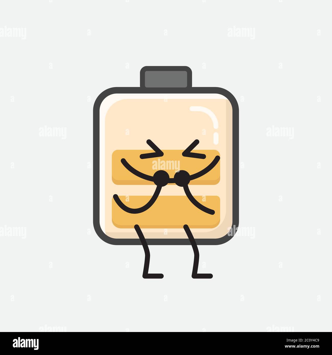 An illustration of Cute Yellow Battery Mascot Vector Character in Flat ...