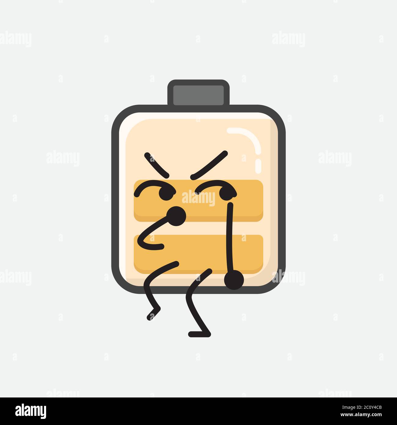 An illustration of Cute Yellow Battery Mascot Vector Character in Flat ...