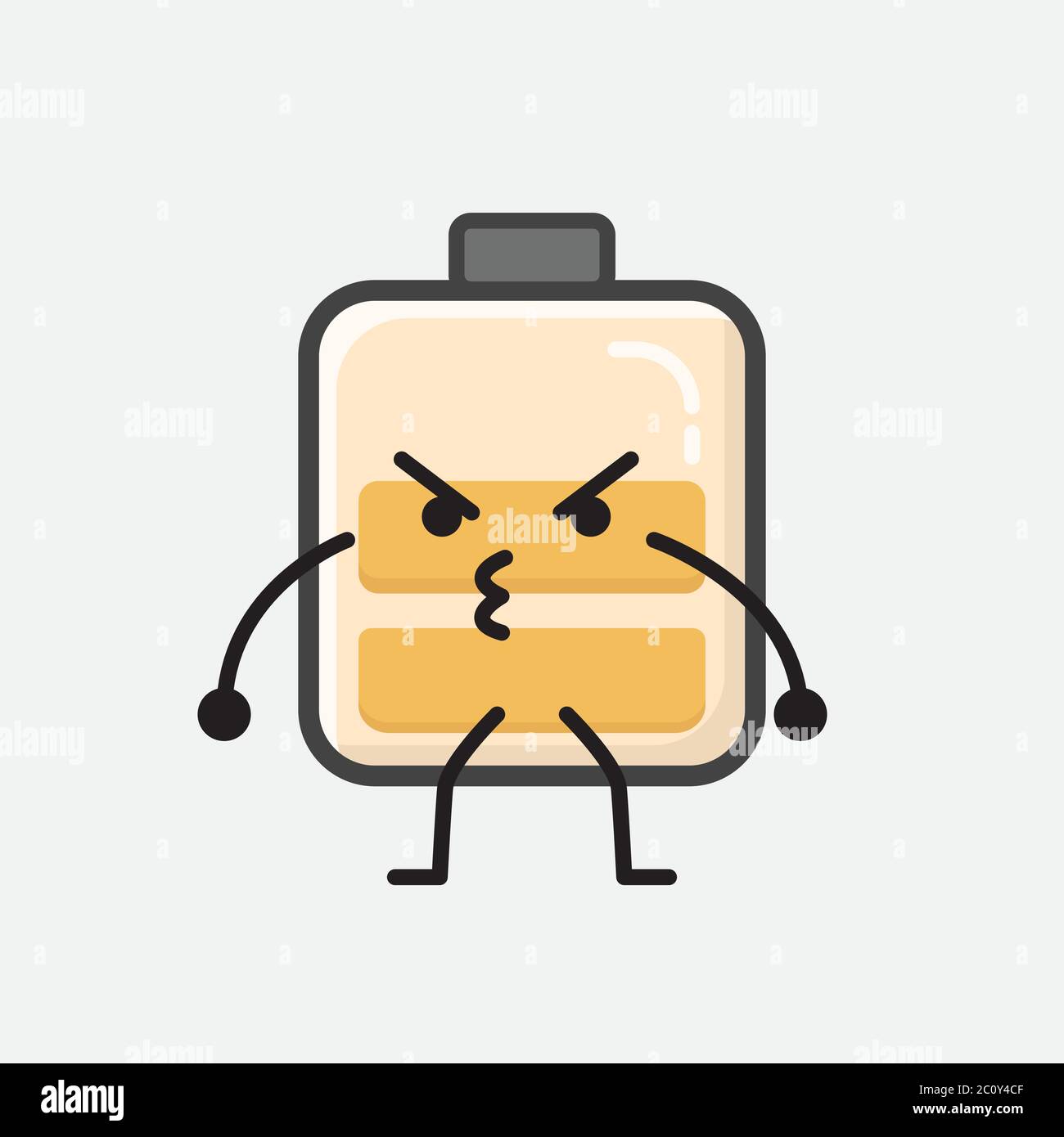 An illustration of Cute Yellow Battery Mascot Vector Character in Flat ...