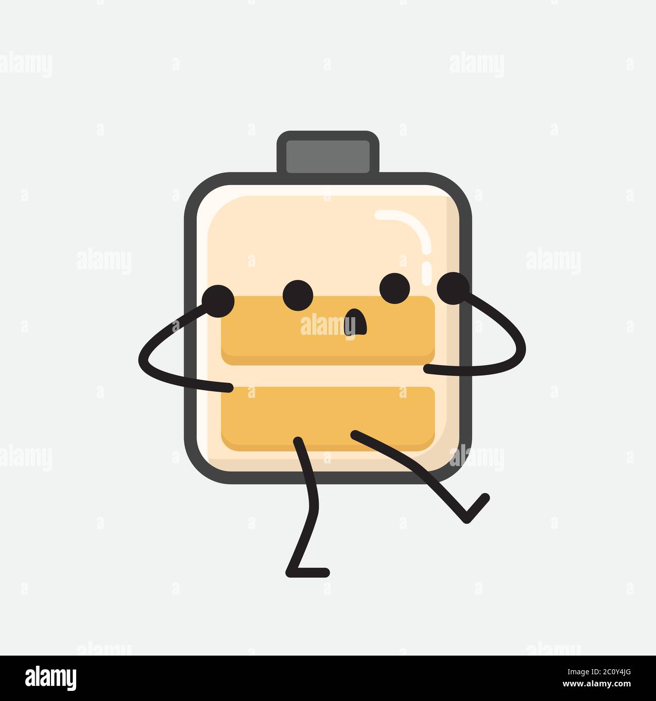 An illustration of Cute Yellow Battery Mascot Vector Character in Flat ...