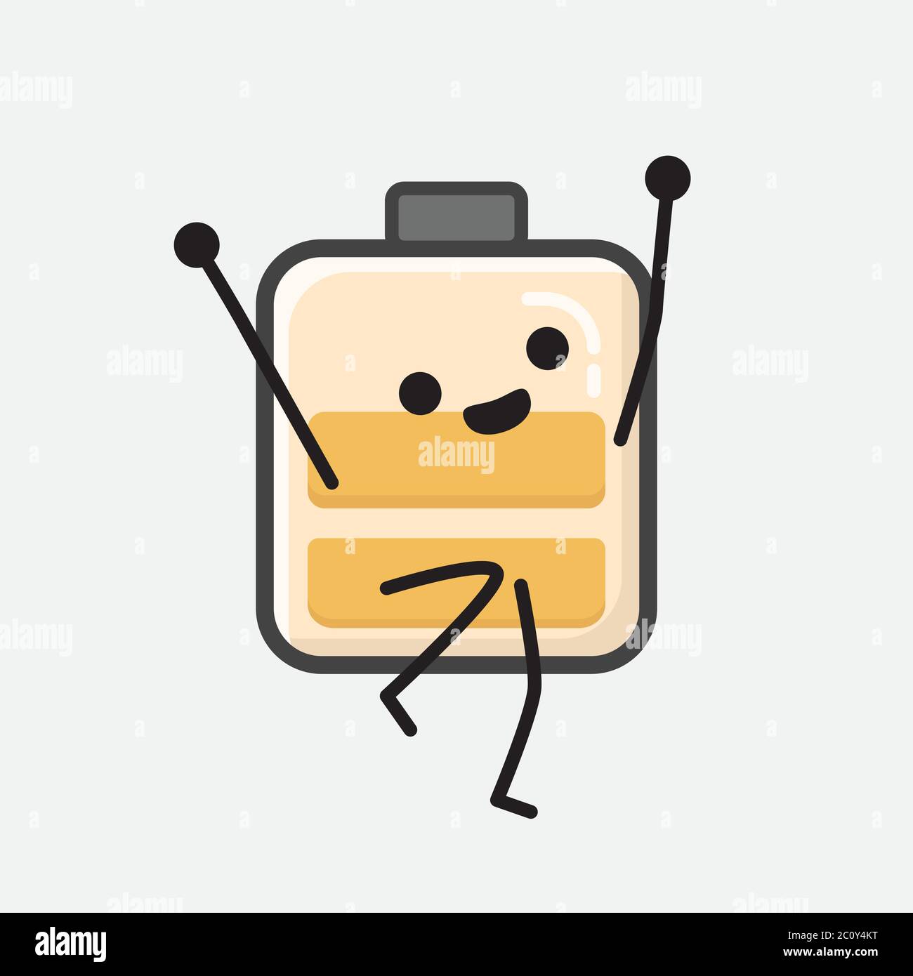 An illustration of Cute Yellow Battery Mascot Vector Character in Flat ...