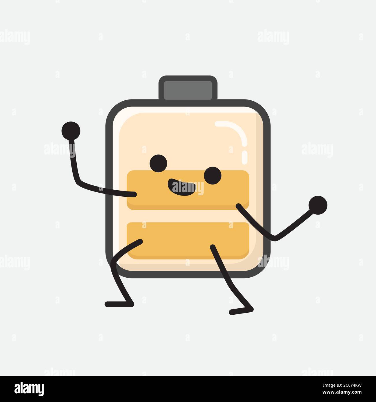 An illustration of Cute Yellow Battery Mascot Vector Character in Flat ...