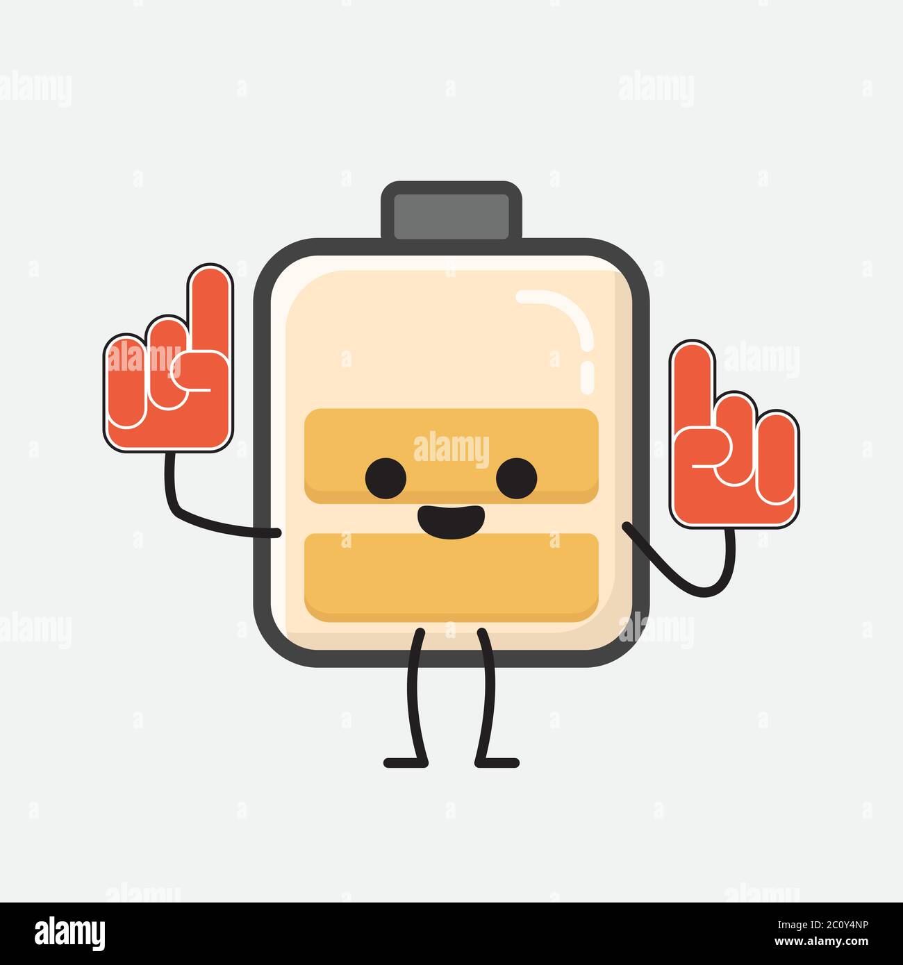 An illustration of Cute Yellow Battery Mascot Vector Character in Flat ...