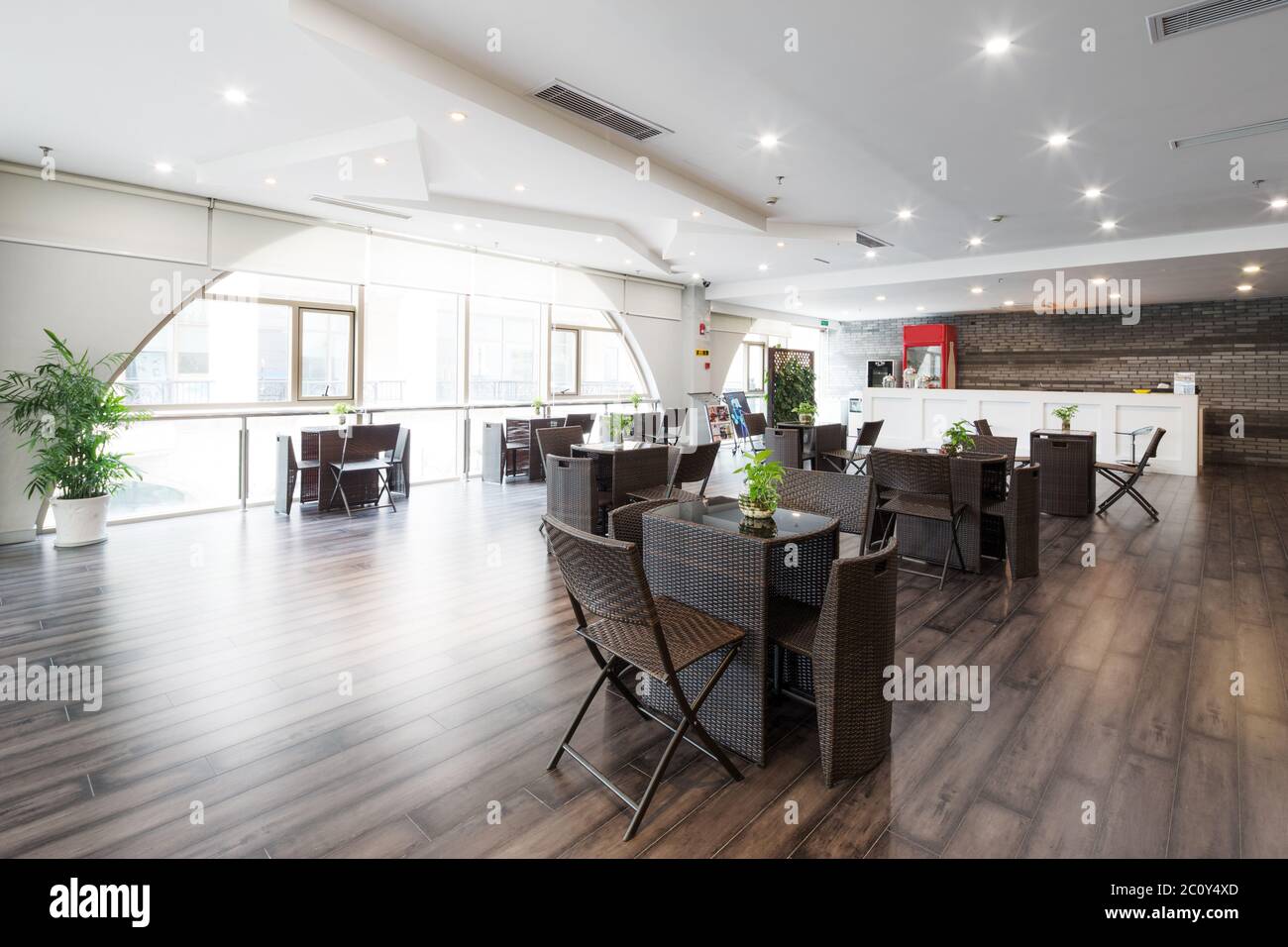 interior of coffee bar in modern gym Stock Photo - Alamy