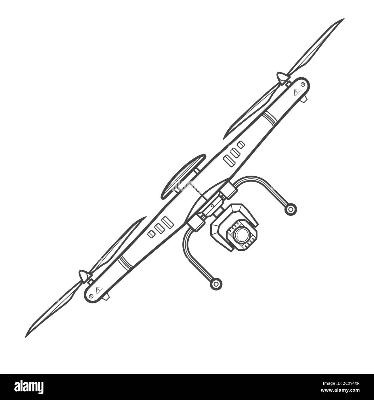 vector outline quadcopter drone illustration Stock Photo - Alamy