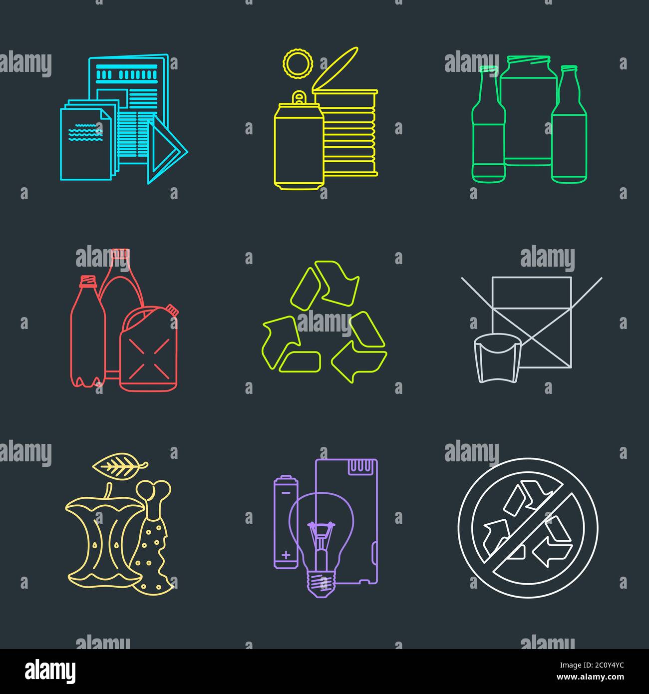 vector recycle waste segregation icons Stock Photo - Alamy