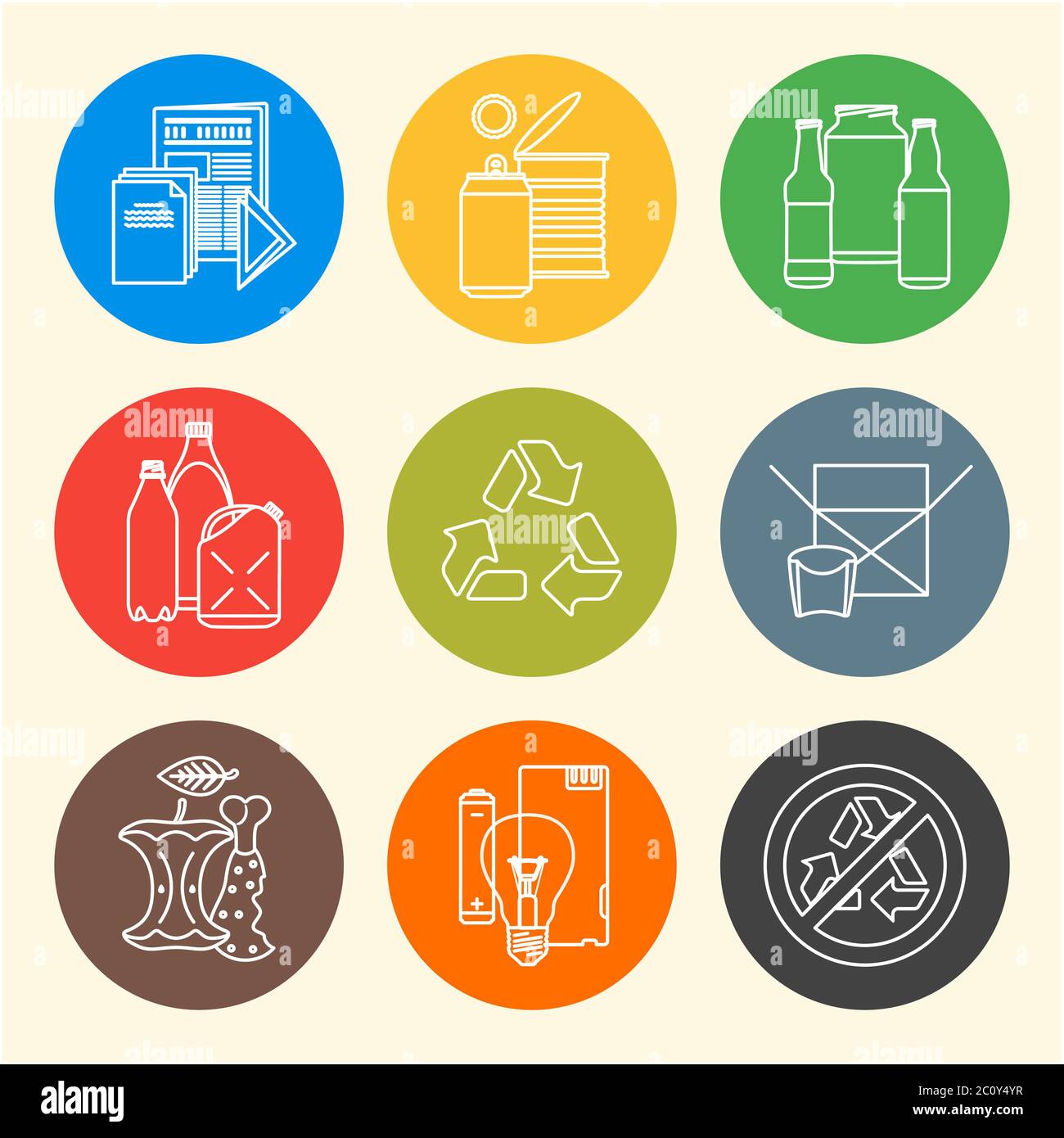 vector recycle waste segregation icons Stock Photo - Alamy