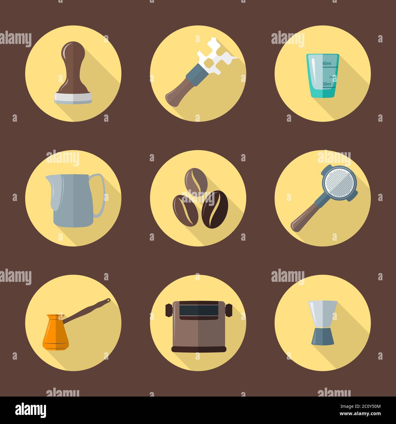 vector coffee barista equipment icons Stock Photo - Alamy