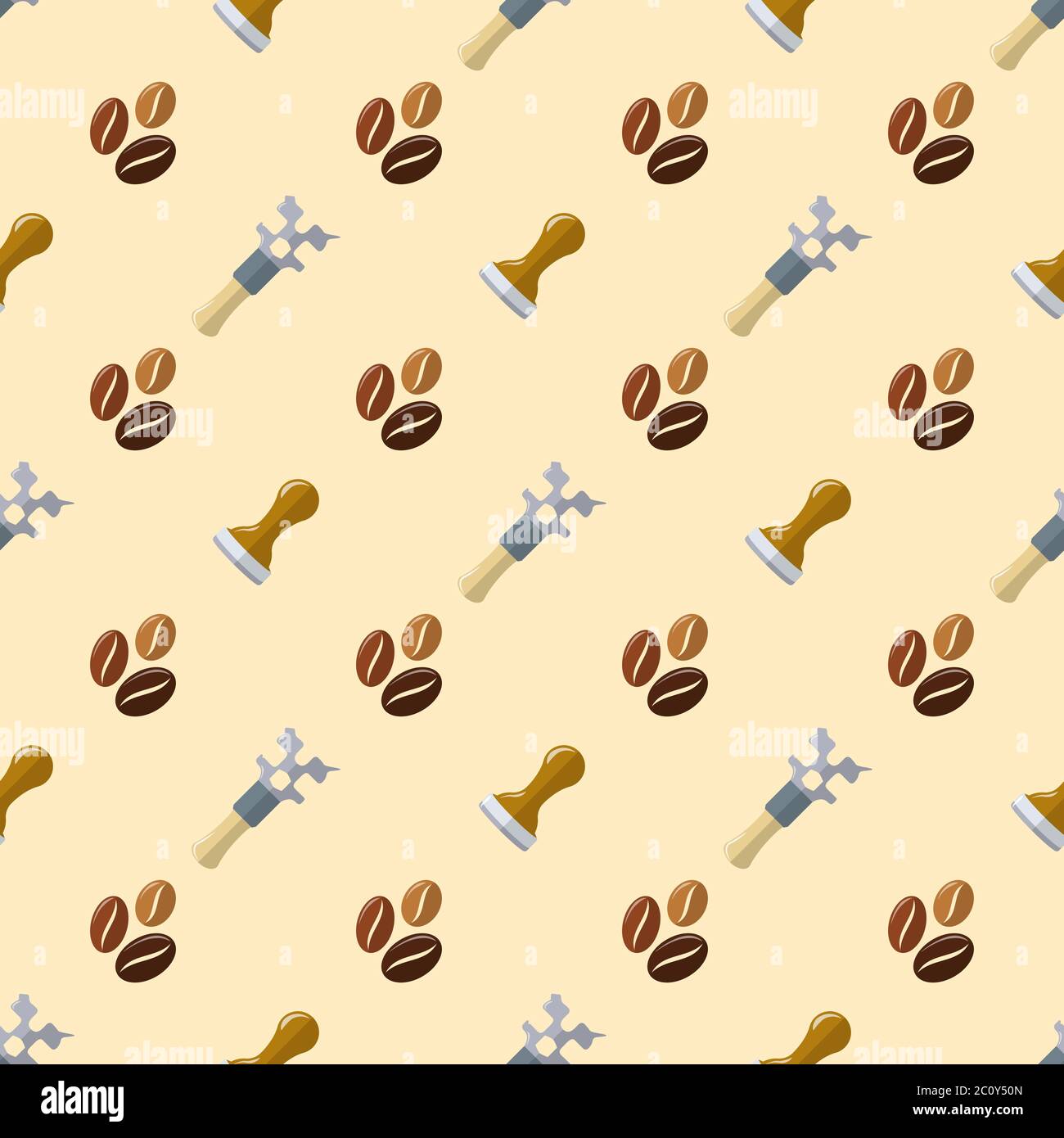 vector coffee barista seamless pattern Stock Photo - Alamy