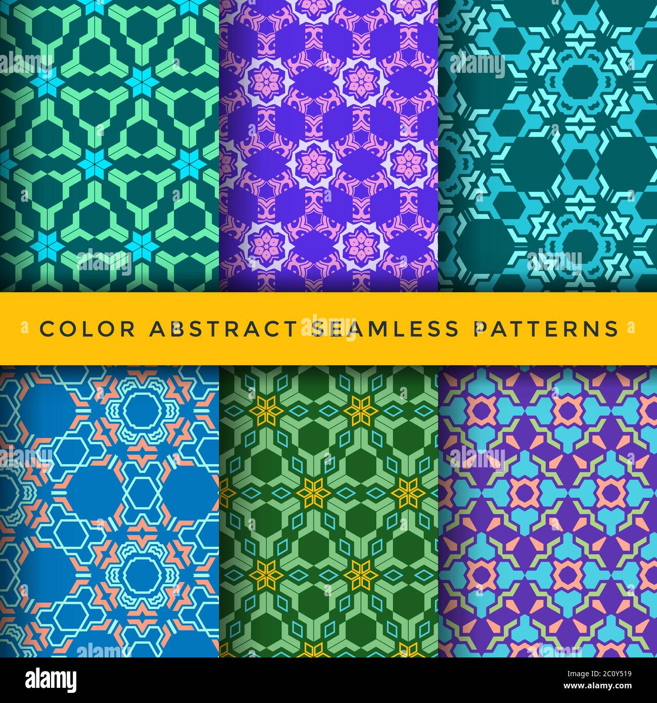 color abstract seamless pattern set Stock Photo - Alamy