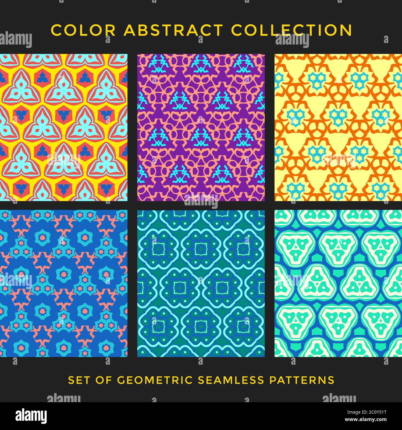 color abstract seamless pattern set Stock Photo - Alamy