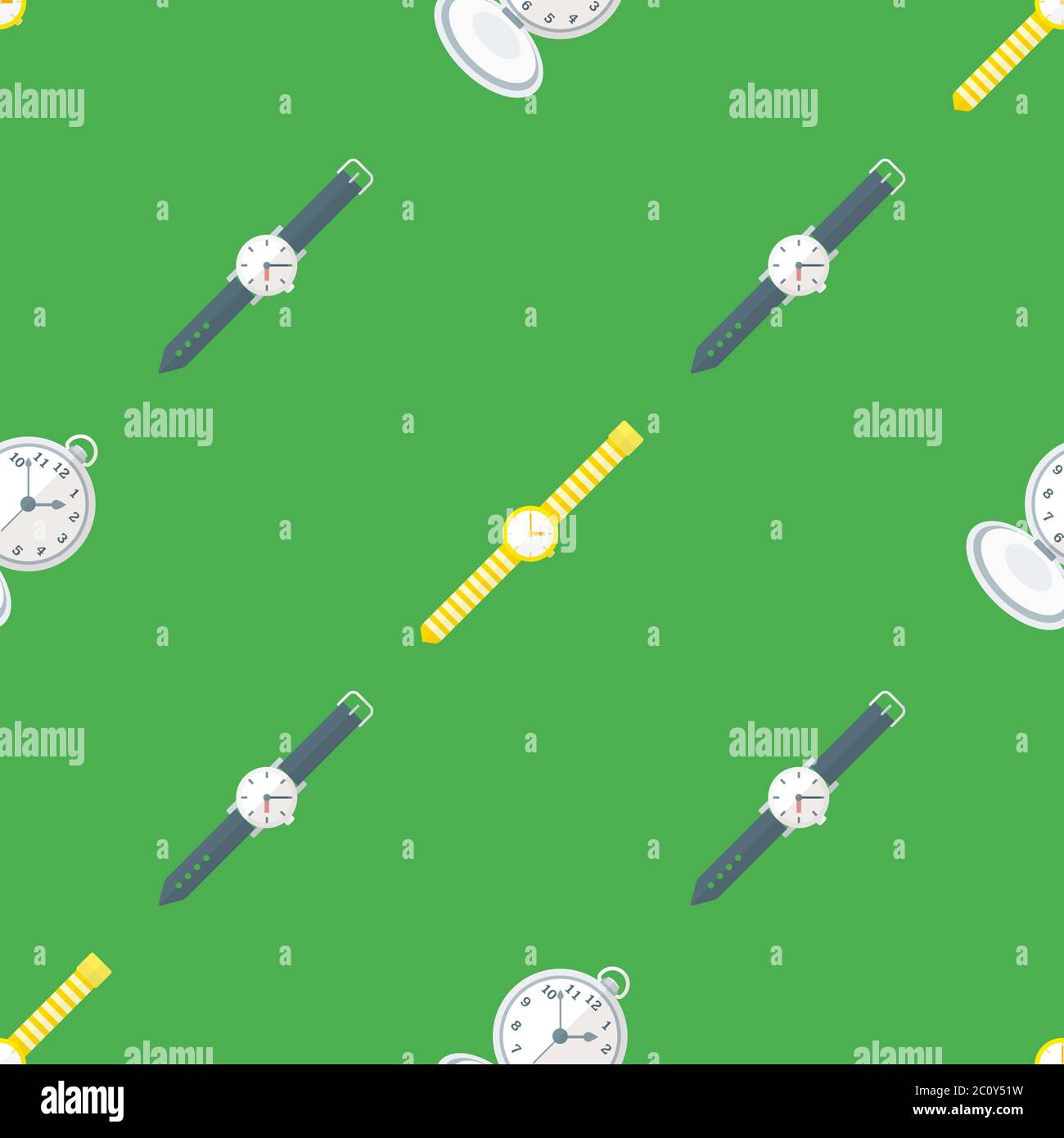 vector clock watches seamless pattern Stock Photo - Alamy