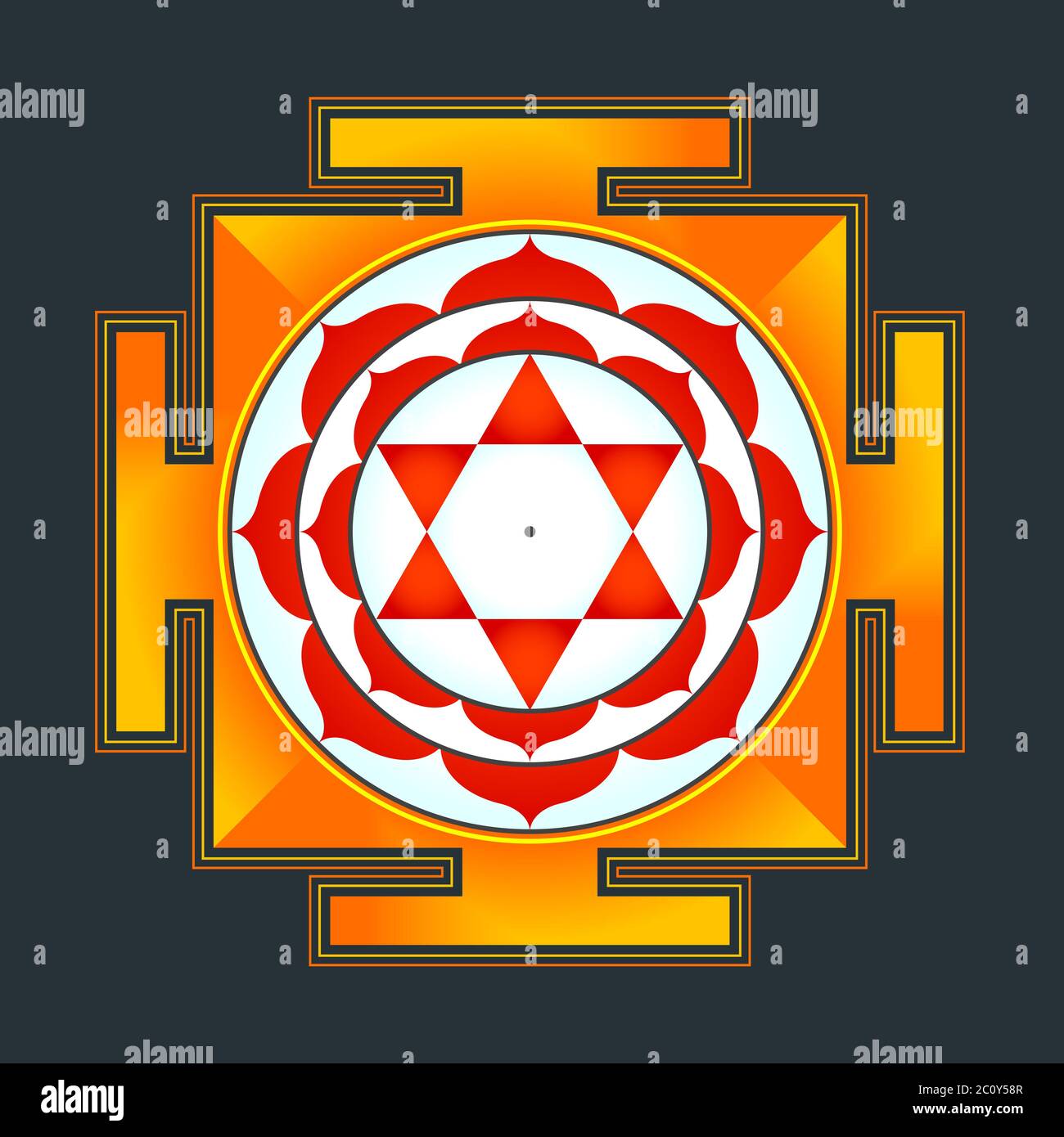 colored Bhuvaneshwari yantra illustration Stock Photo - Alamy