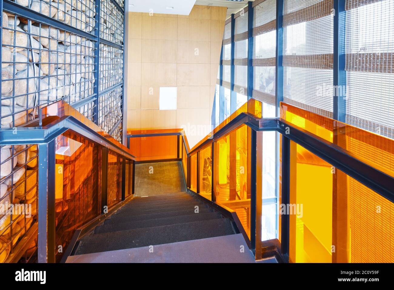 interior of staircase in modern gym Stock Photo - Alamy