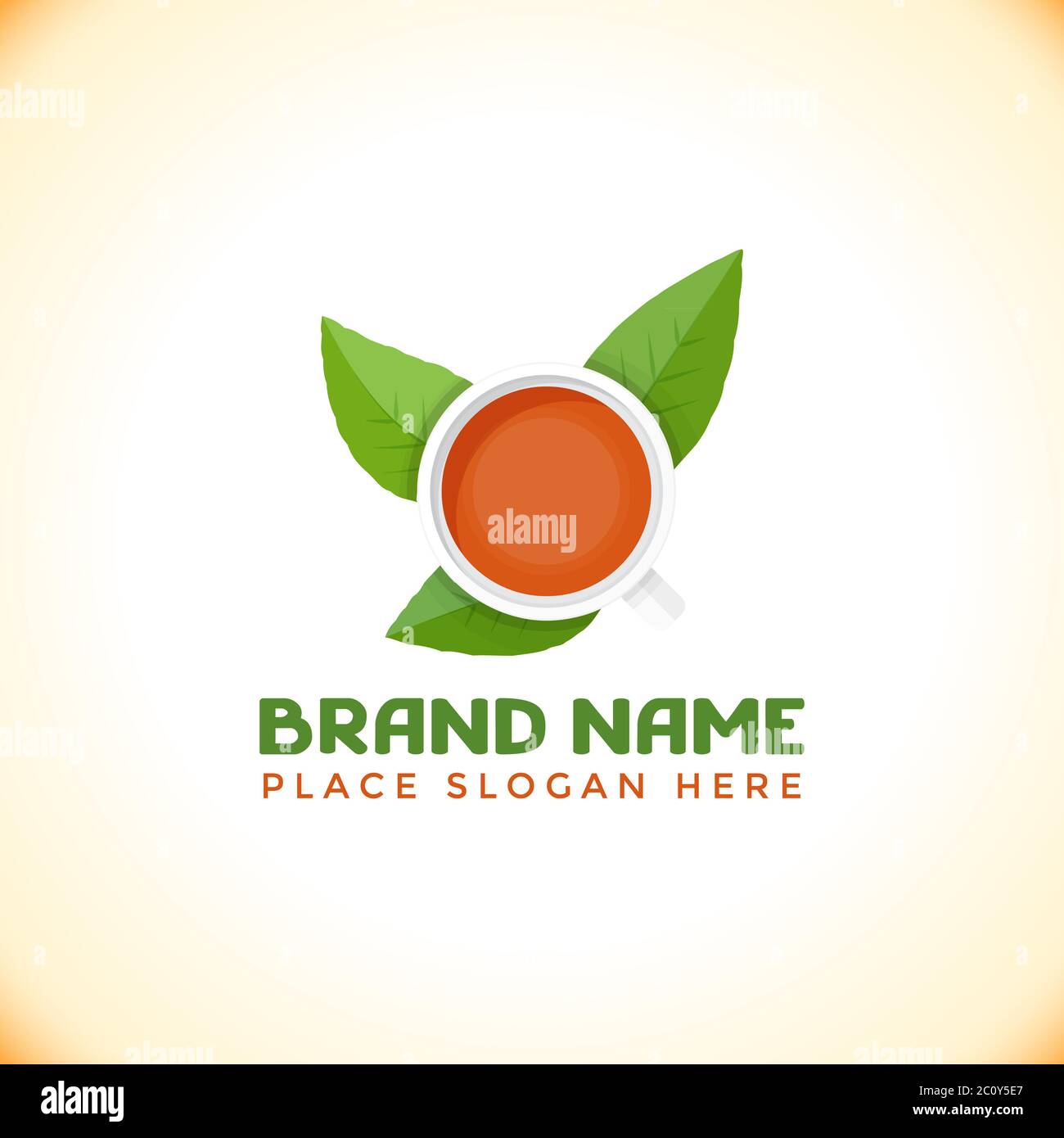 color flat tea logo template Stock Photo - Alamy