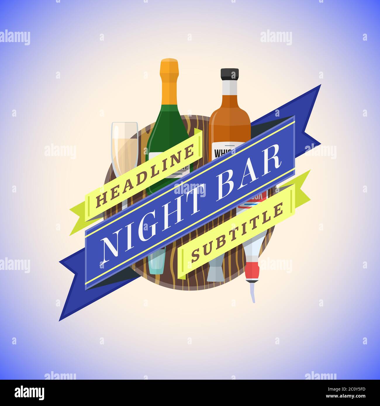 color flat night bar emblem template Stock Photo - Alamy