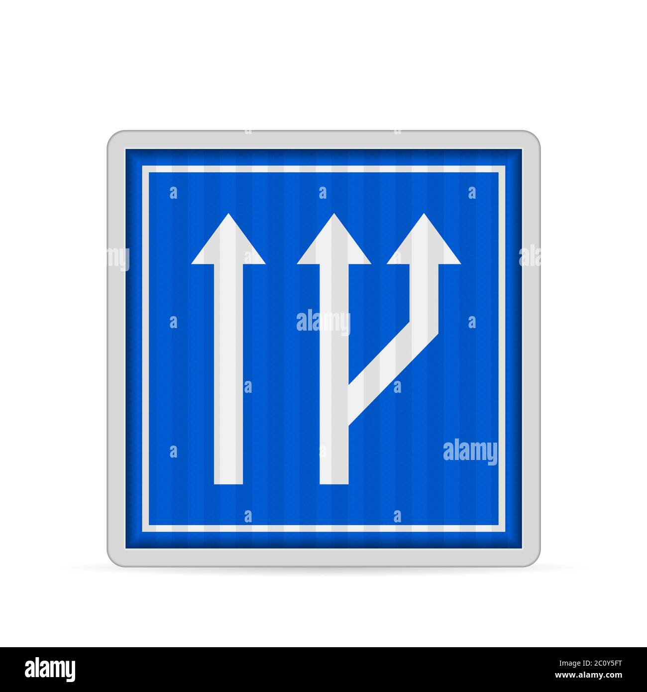 Additional lane road sign on a white background. Vector illustration ...