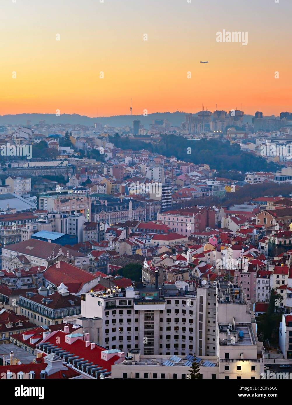 Lisbon top view sunset hi-res stock photography and images - Alamy