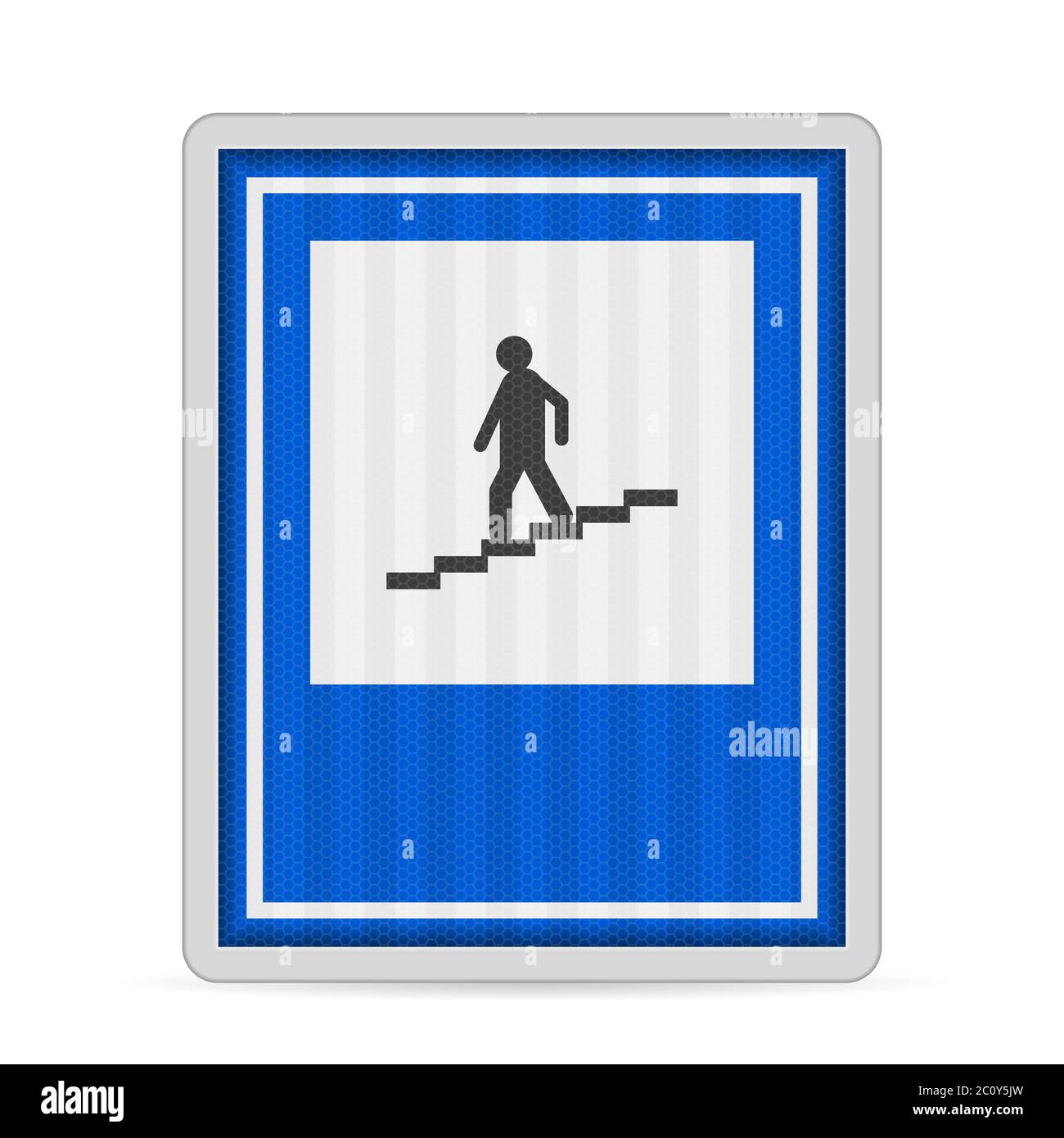 Pedestrian underpass or overpass road sign on a white background ...