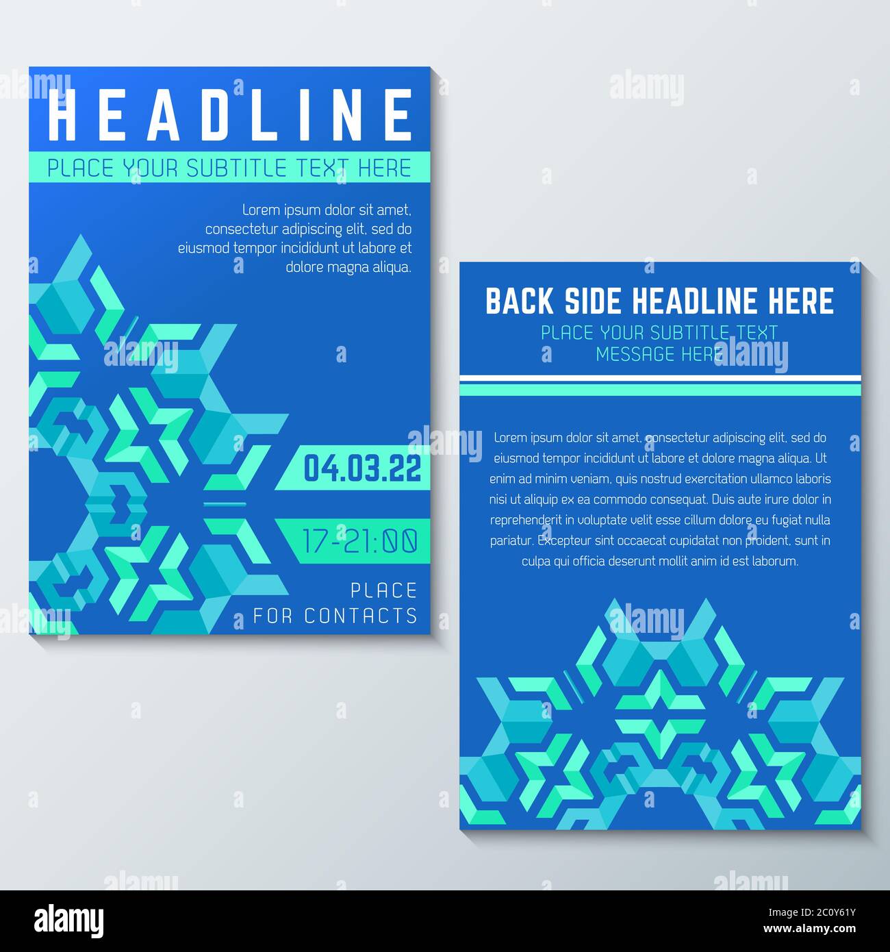 blue green abstract flyer poster template Stock Photo - Alamy