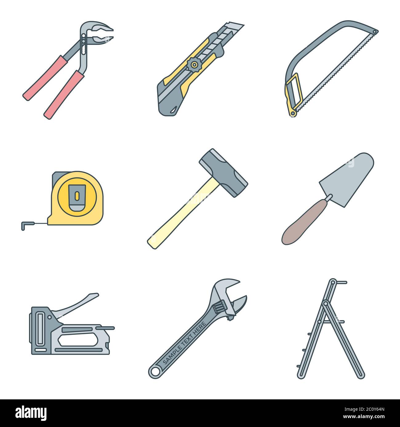 color outline house remodel tools icons Stock Photo - Alamy