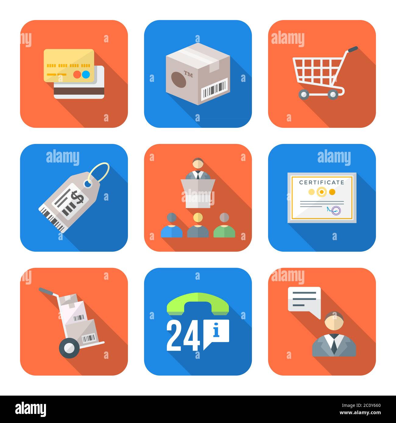 various colorful flat style business distribution marketing process ...