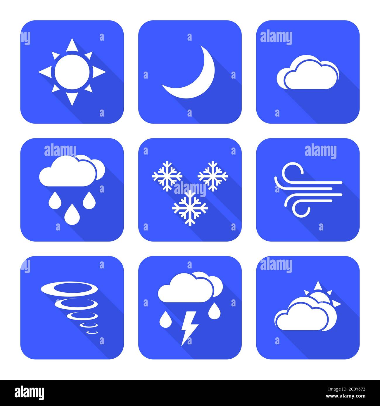 flat style solid white color weather forecast icons set Stock Photo - Alamy