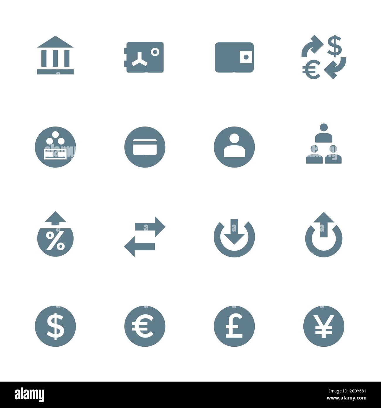 solid grey various financial banking icons set Stock Photo - Alamy