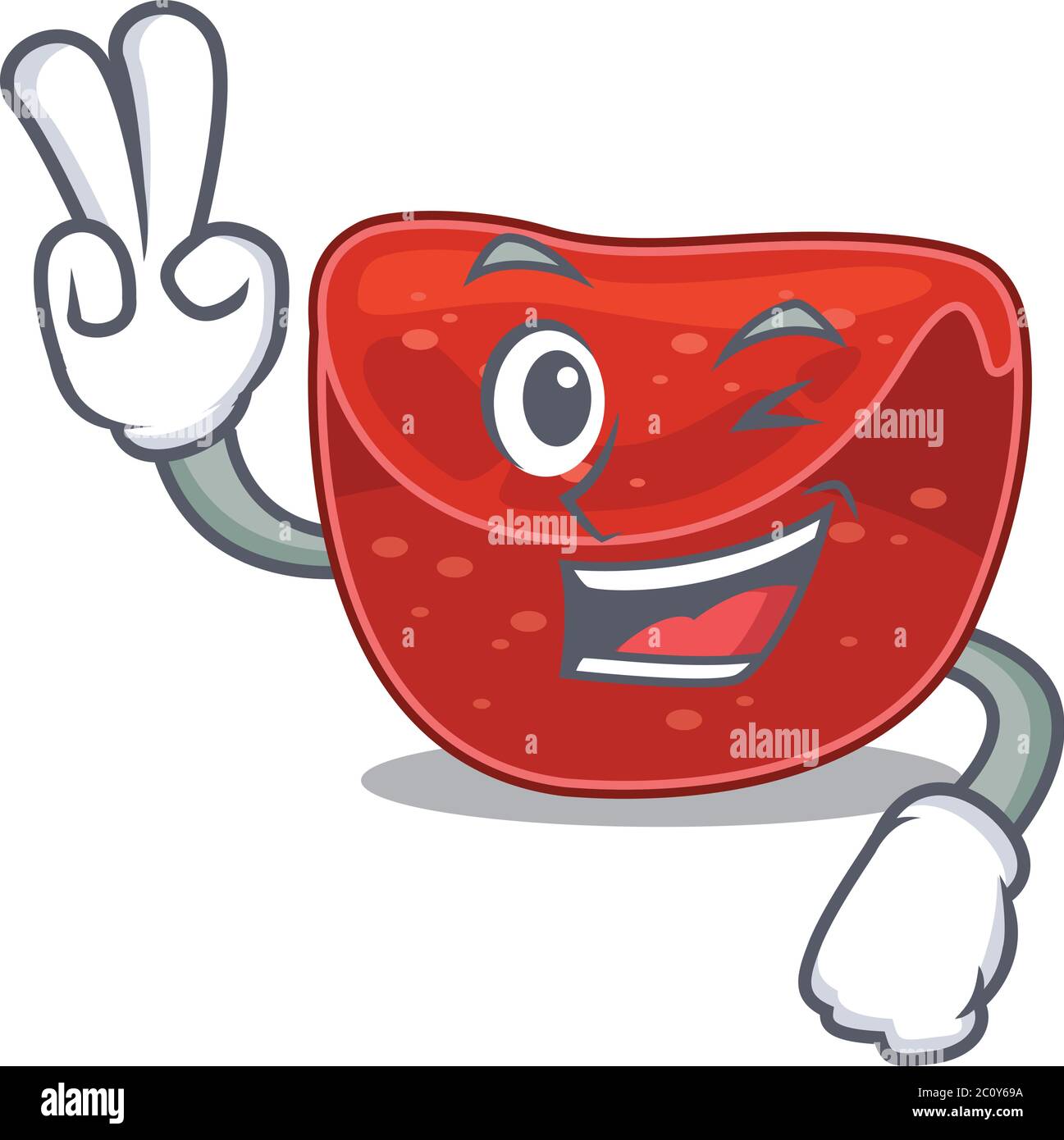 Happy meatloaf cartoon design concept show two fingers Stock Vector ...