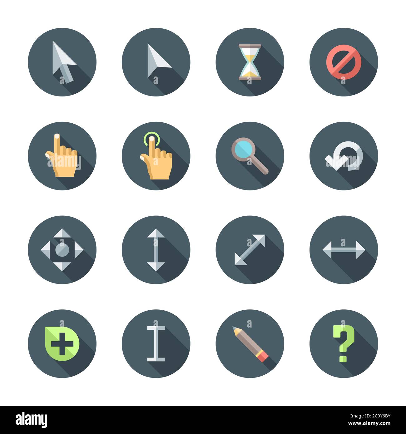 colored flat style various cursors icons set Stock Photo - Alamy