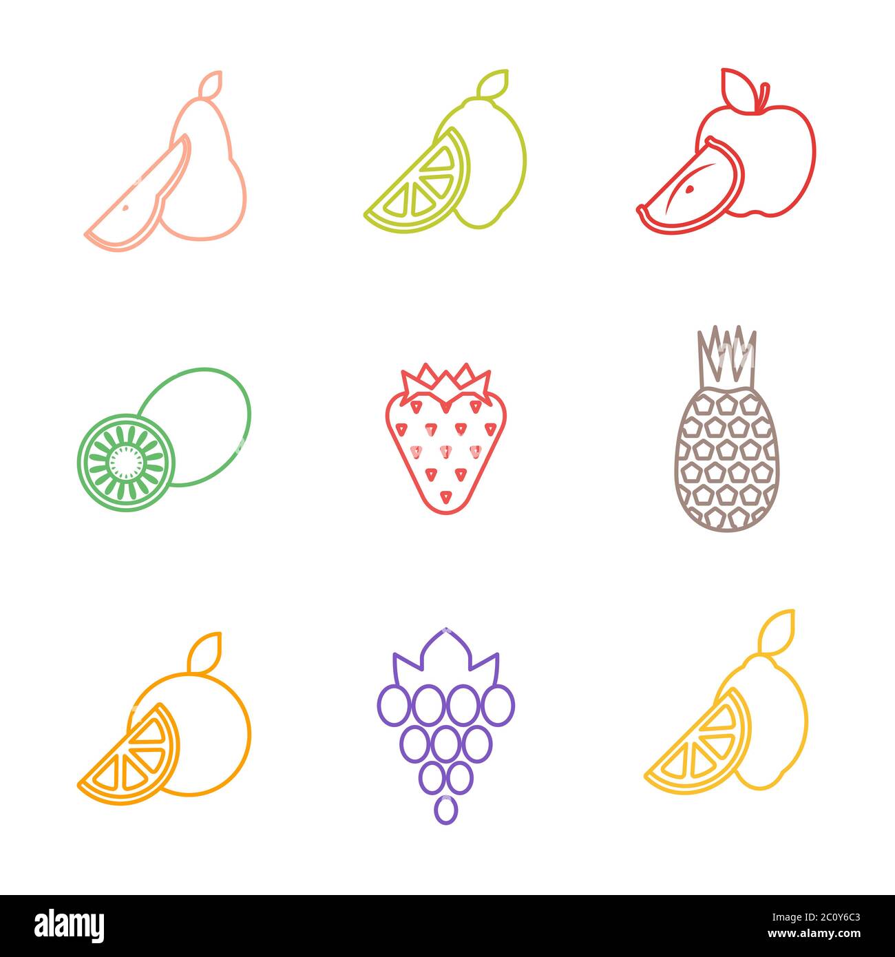 color outline various fruits icons Stock Photo - Alamy