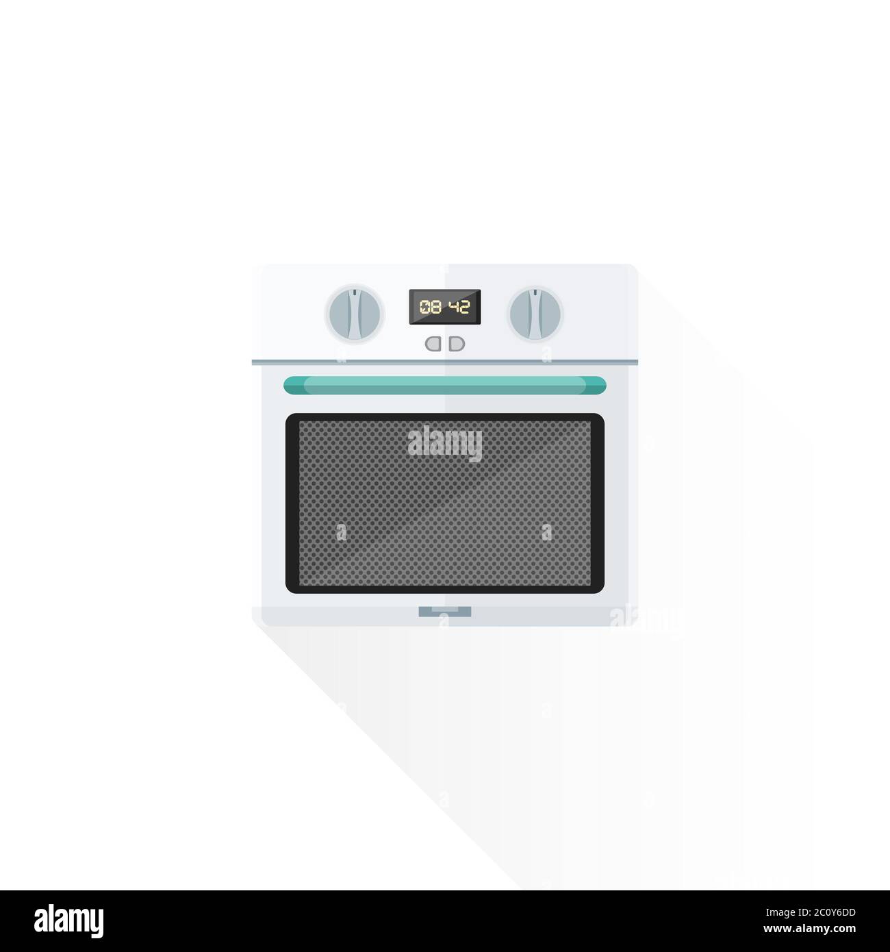 vector flat style white kitchen oven illustration Stock Photo - Alamy