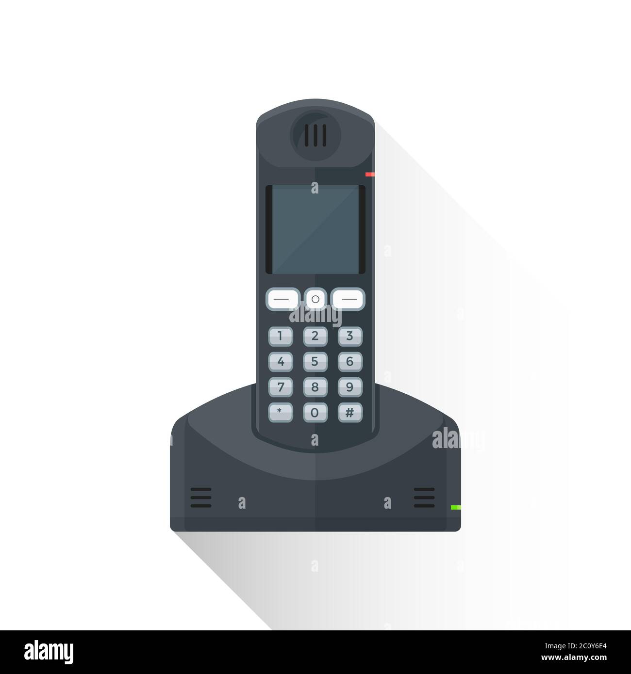 vector flat style black landline wireless phone illustration icon Stock ...