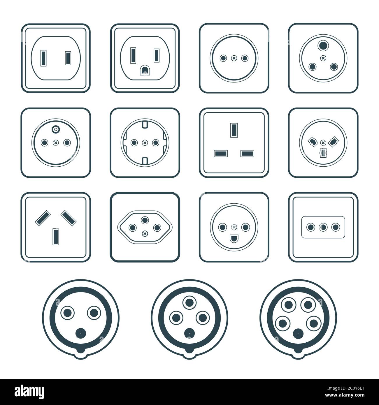monochrome color contour home industrial power socket types icon ...