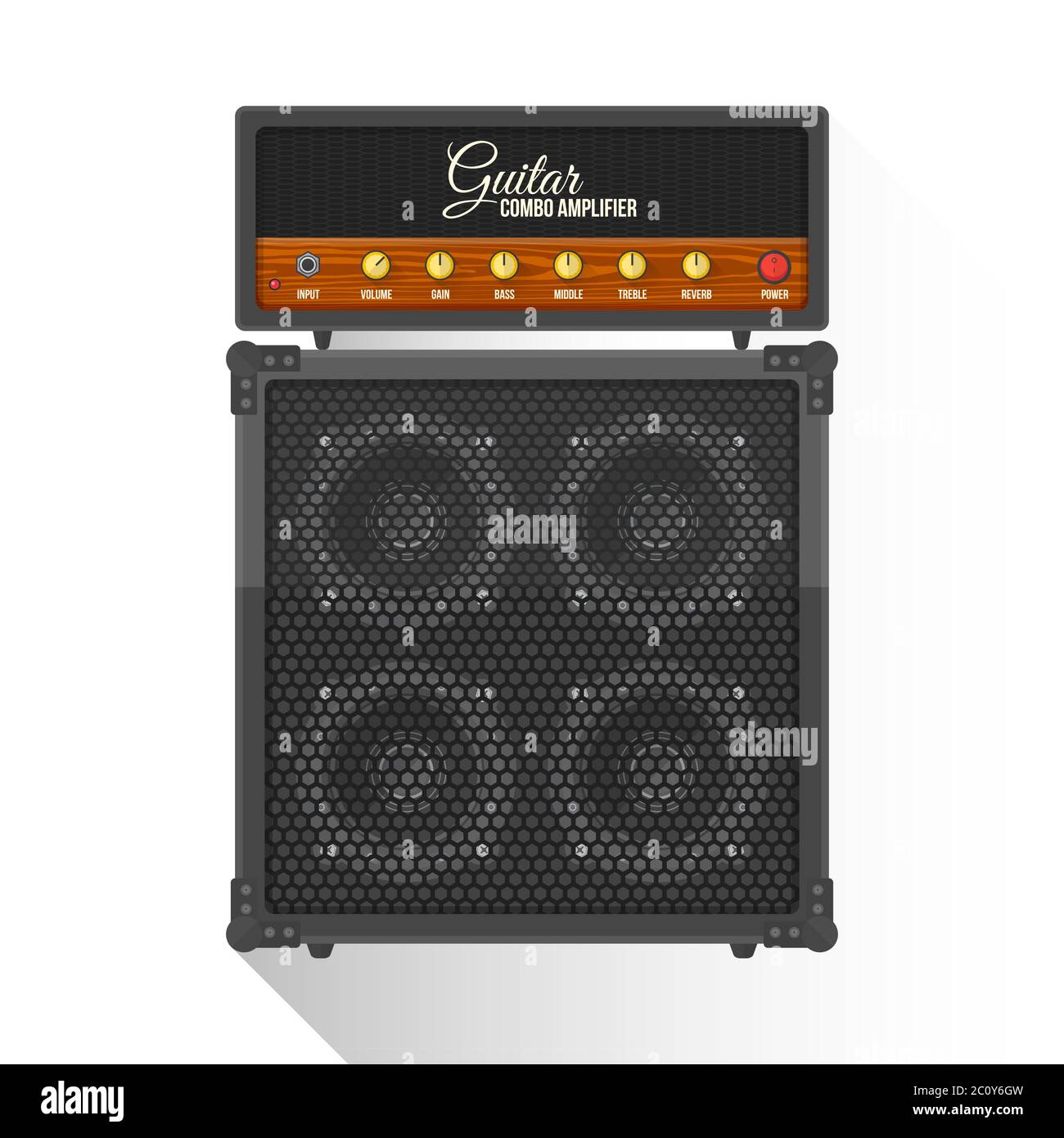 vector flat style electric guitar combo amplifier cabinet illustration ...