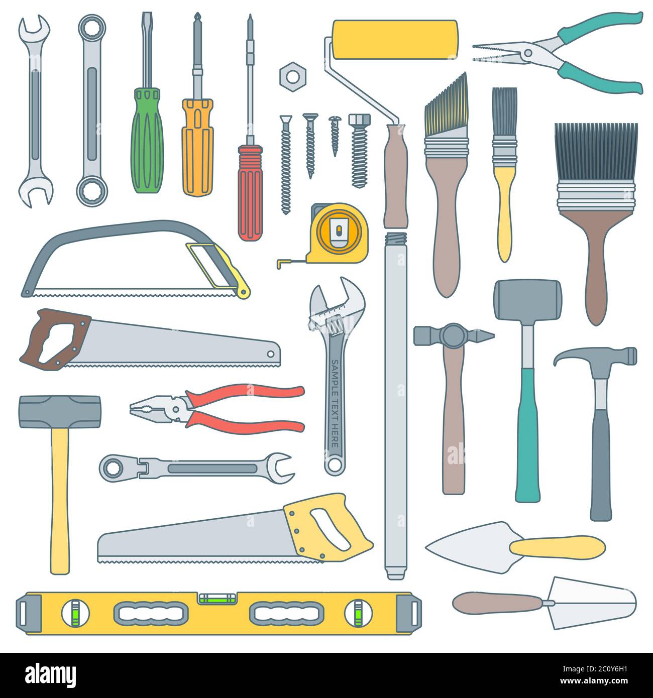 color outline various house remodel instruments set Stock Photo - Alamy