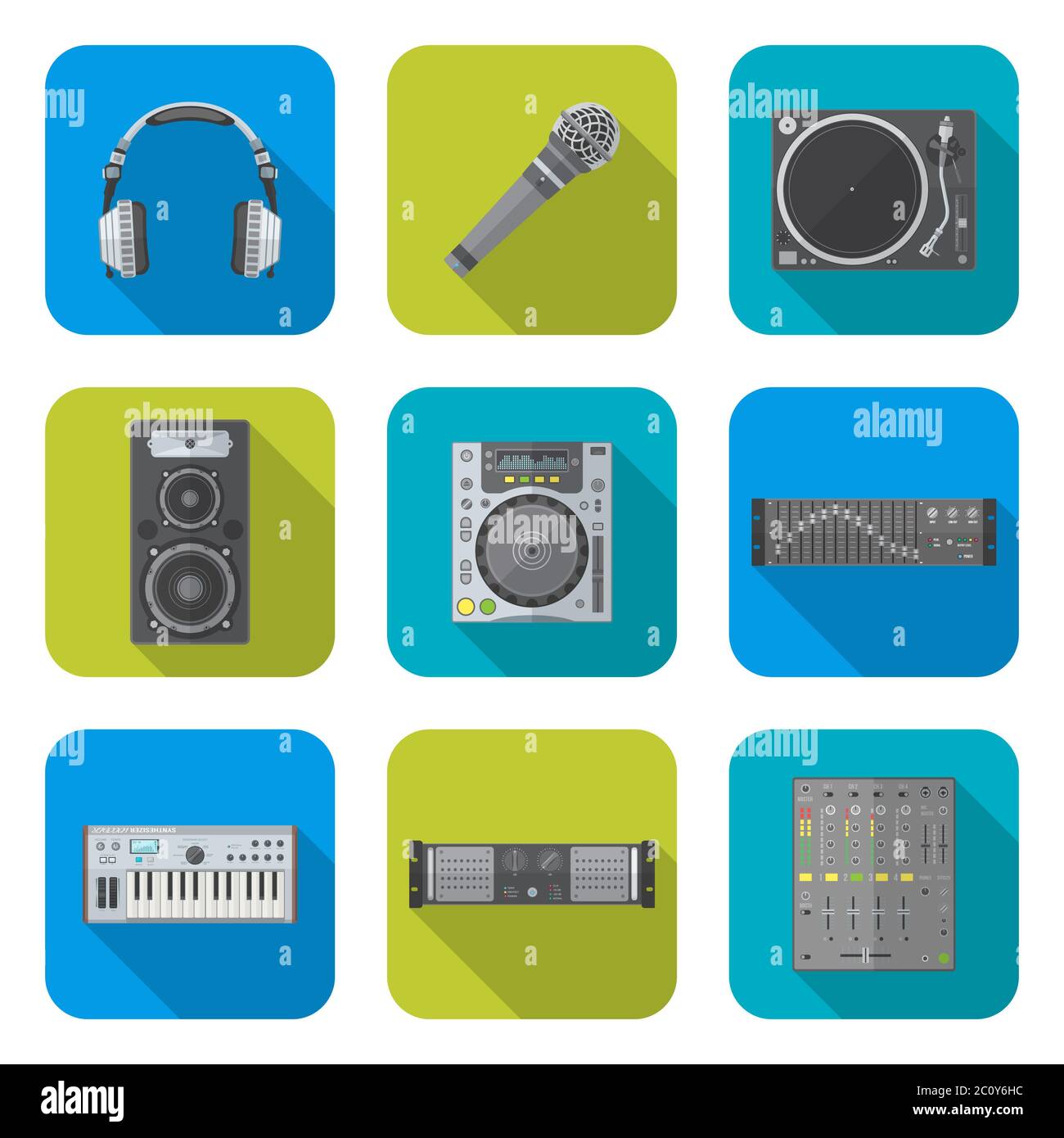 various color flat style sound devices icons set Stock Photo - Alamy