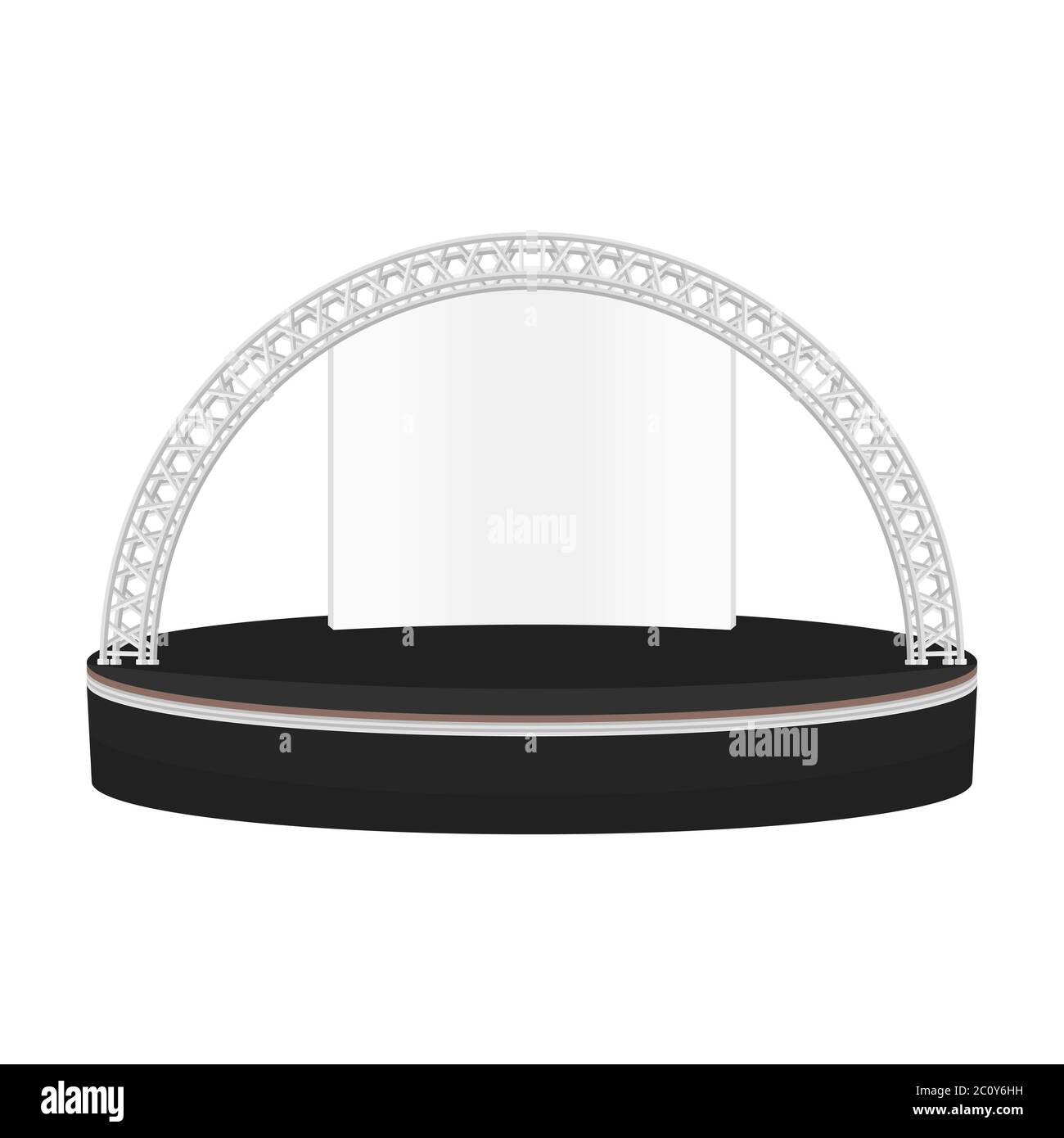 black color flat style dais round stage metal truss illustration Stock ...