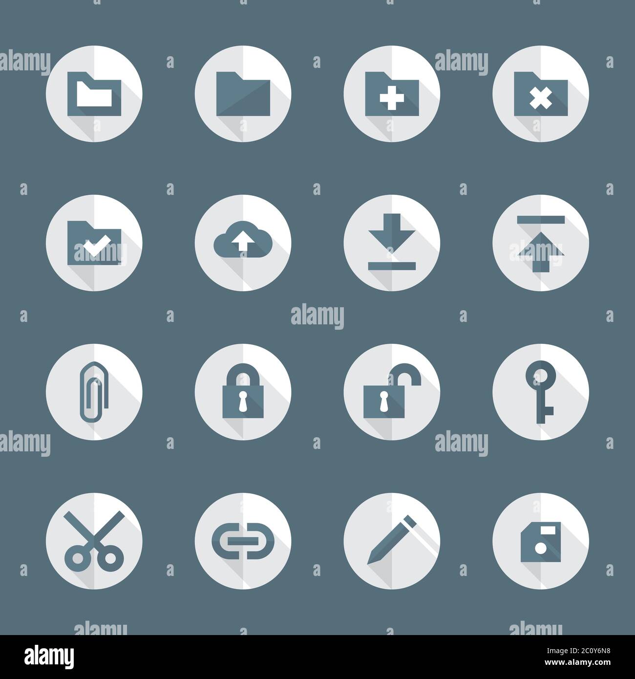 flat style various file actions icons set Stock Photo - Alamy