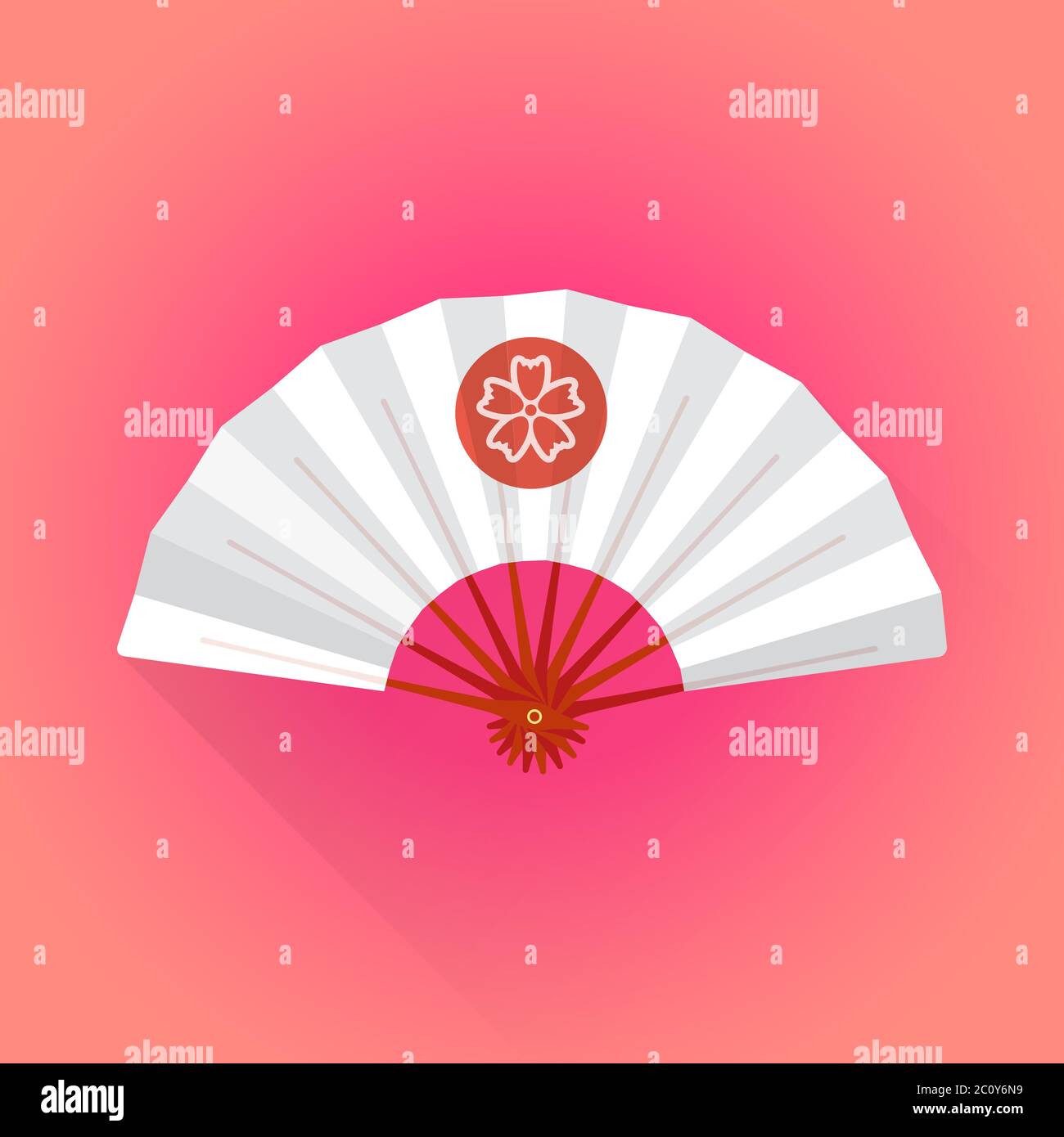 flat style white color japanese style hand fan illustration Stock Photo ...