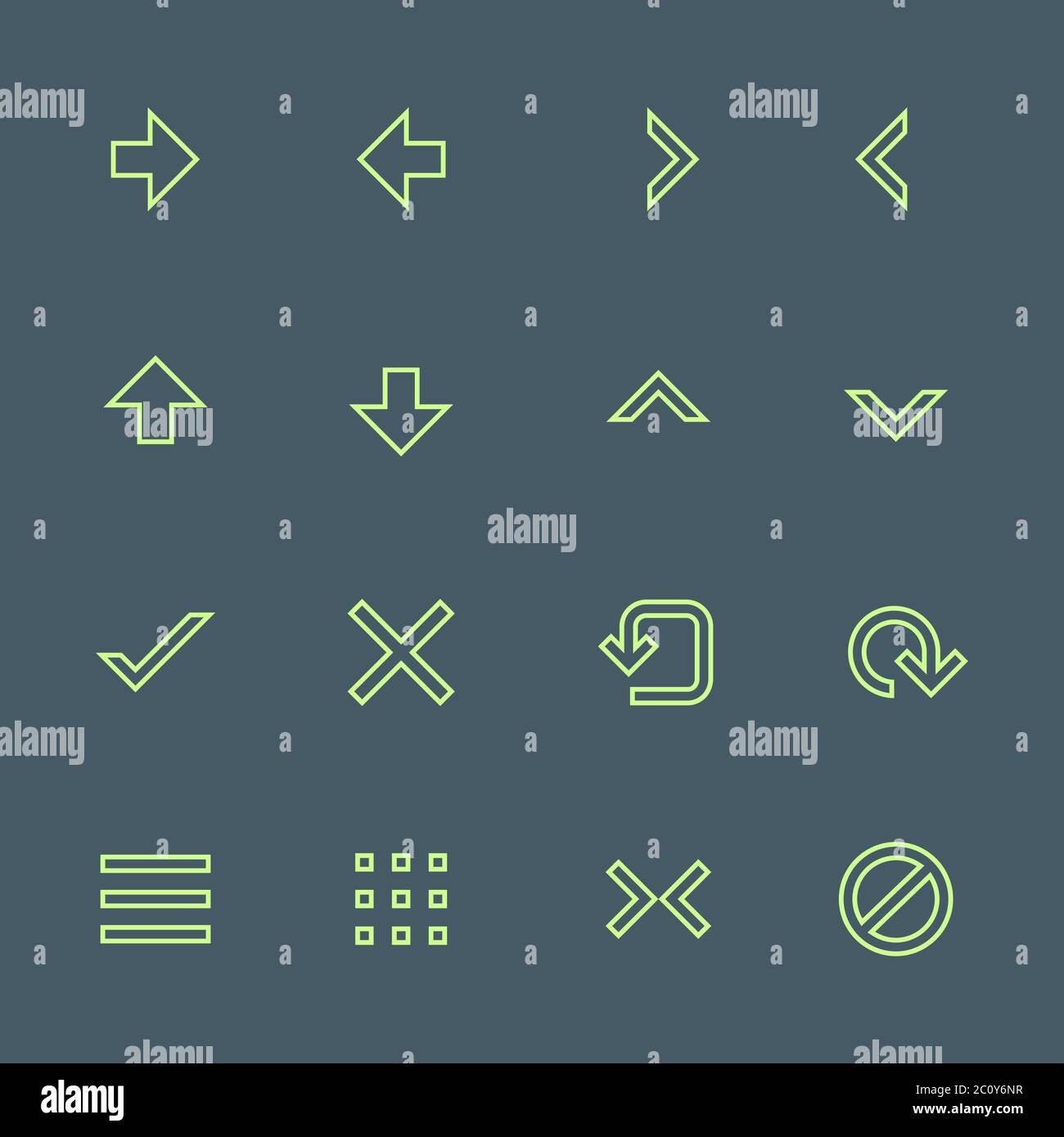 green outline various navigation menu buttons icons set Stock Photo - Alamy